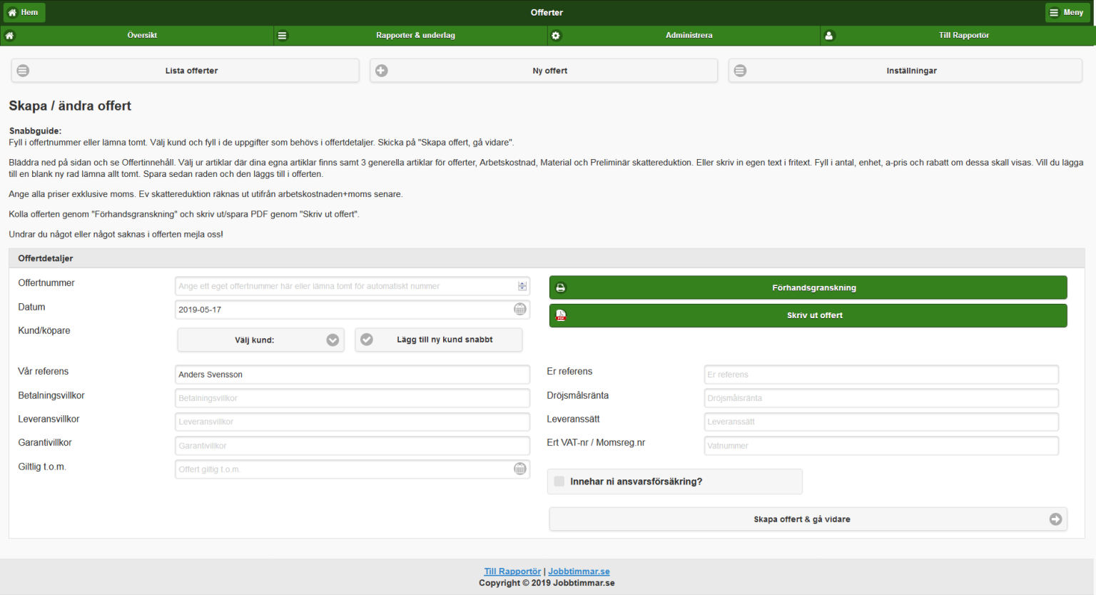 Skapa en offert online (offertmall, offertverktyg, rot, rut) - Gratis 2 ...